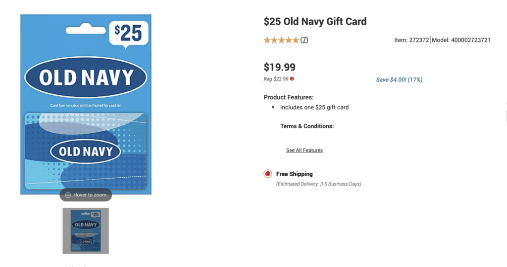 4 OFF 25 Old Navy Gift Cards MyBJsWholesale 4 OFF 25 Old Navy Gift Cards MyBJsWholesale