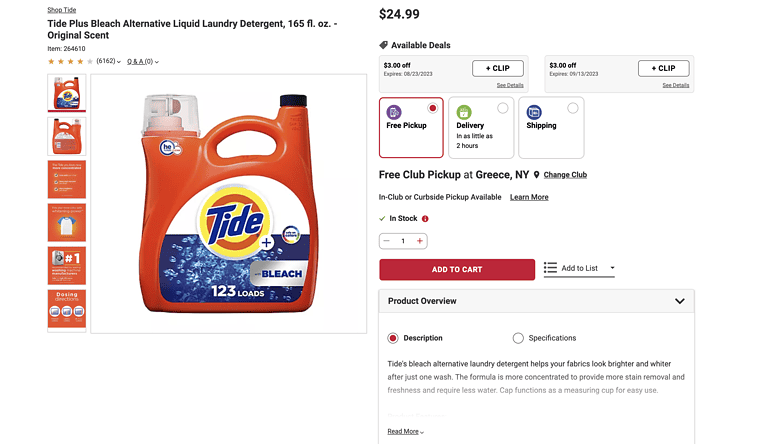 Coupon Stack for Tide Plus Detergent at BJ's
